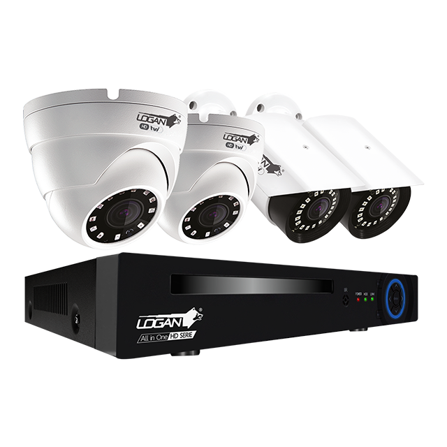 5MPX All in One Hybrid 4 Channels DVR + 2 Bullet + 2 Dome 5MPX TVI ...