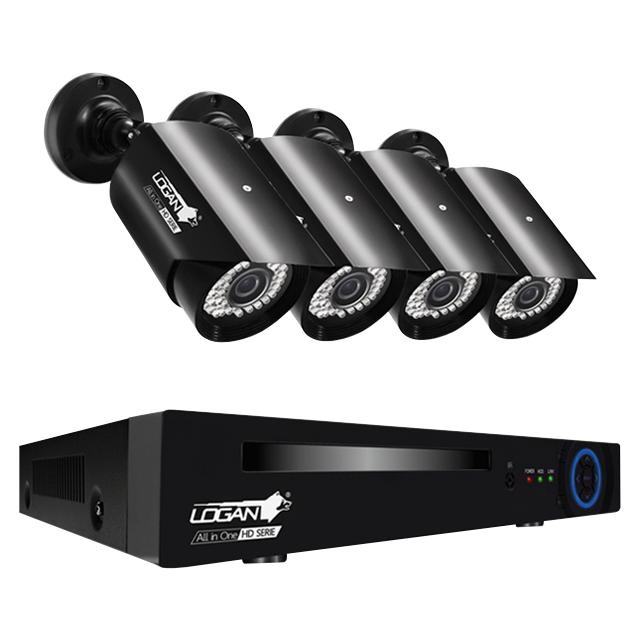 1080P All in One Hybrid 8 Channels DVR + 4 Bullet 2MPX All in One ...