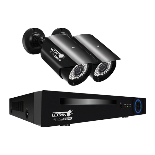 1080P All in One Hybrid 4 Channels DVR + 2 Bullet 2MPX All in One ...