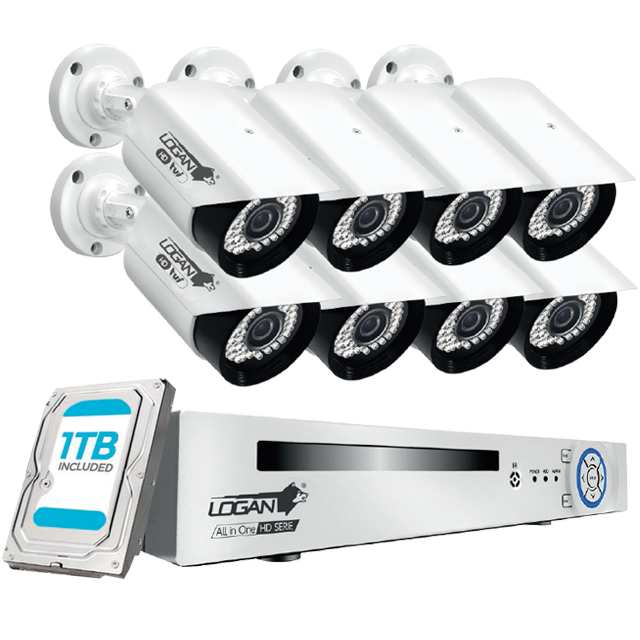 1080N All in One 8CH DVR + 8 Bullet 1MPX TVI Cameras + 1TB HDD - Logan ...