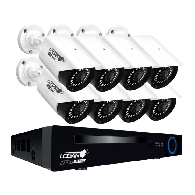 5MPX All in One Hybrid 8 Channels DVR + 8 Bullet 5MPX TVI Cameras ...