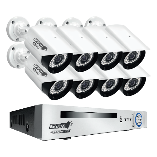 1080N All in One Hybrid 8 Channels DVR + 8 Bullet 1MPX All in One ...